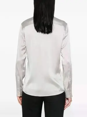 Max Mara Concealed-front Silk Shirt - Grey