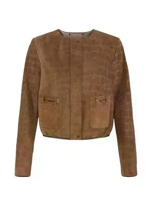 Elisabetta Franchi Jacket In Suede Fabric With Alligator Print