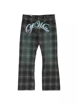 Off-White Check Jaquarded Straight Jeans - Black