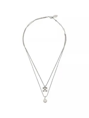 Off-White Arrows-pendant Faux-pearl Necklace - Silver