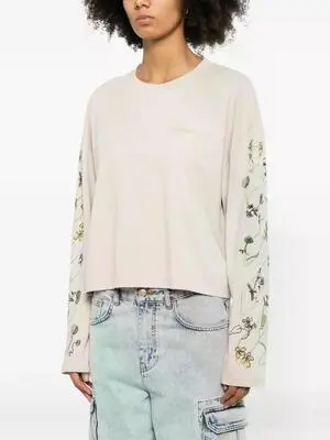 Off-White Floral-print Embroidered T-shirt