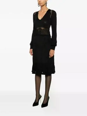 Roberto Cavalli Lace-panelled Ruffled Dress