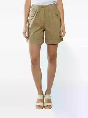 Elisabetta Franchi High-waisted Turn-up Cotton Shorts
