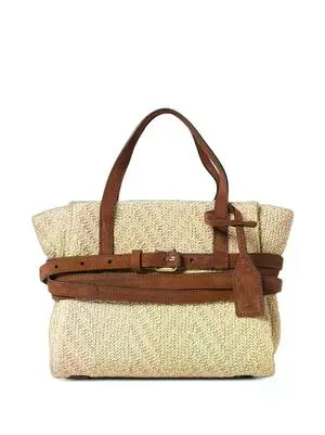 Moschino Woven-design Buckle-detail Shoulder Bag - Neutrals