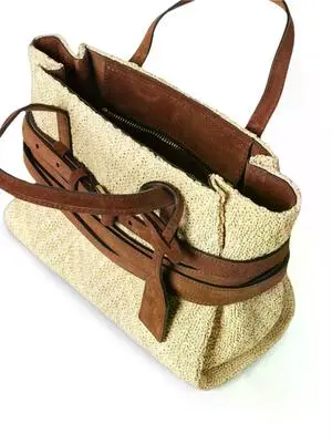 Moschino Woven Design Buckle-detail Shoulder Bag - Neutrals