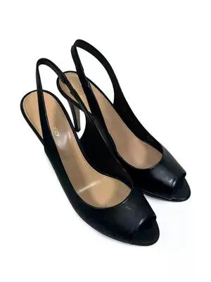 SERGIO ROSSI Leather Peep-toe Slingback Pumps