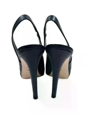 SERGIO ROSSI Leather Peep-toe Slingback Pumps