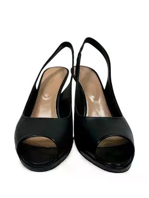 SERGIO ROSSI Leather Peep-toe Slingback Pumps