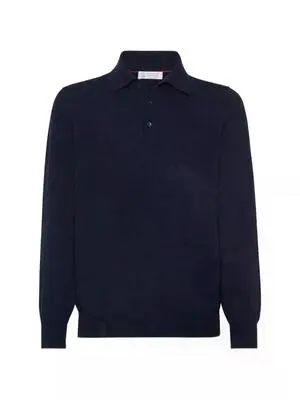 Brunello Cucinelli Cashmere Knit Polo Shirt - Blue
