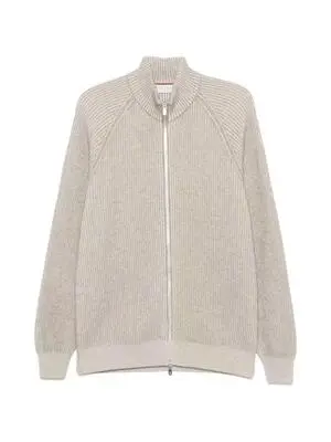 Brunello Cucinelli Ribbed-knit Cashmere Cardigan - Neutrals
