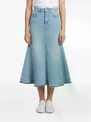 GANNI Flared Midi Skirt - Blue