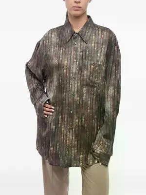 Y/project Floral-print Striped Shirt - Brown