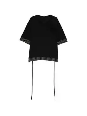 ANN DEMEULEMEESTER Striped-trim T-shirt - Black