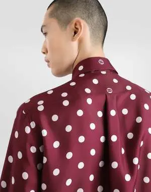 Dolce & Gabbana Polka Dot-print Silk Twill Gold Shirt Shirts