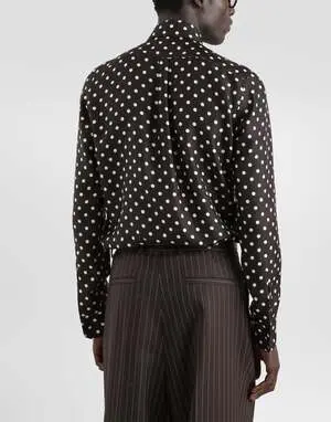 Dolce & Gabbana Polka Dot-print Silk Twill Gold Shirt Shirts - Multicolor