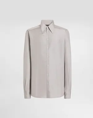 Dolce & Gabbana Silk Poplin Gold Shirt Shirts Gray - Grey