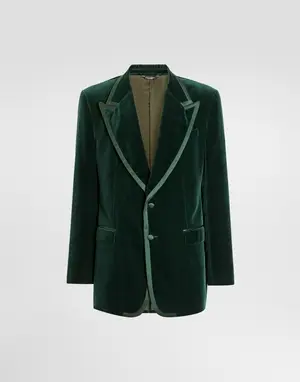 Dolce & Gabbana Single-breasted Tuxedo Jacket In Velvet Suits And Blazers - Green