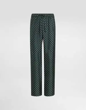 Dolce & Gabbana Silk Twill Polka Dot Trousers - Multicolor