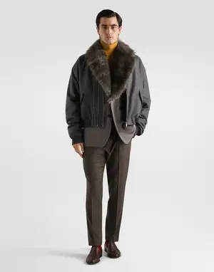 Dolce & Gabbana Padded Wool Flannel Bomber Jacket