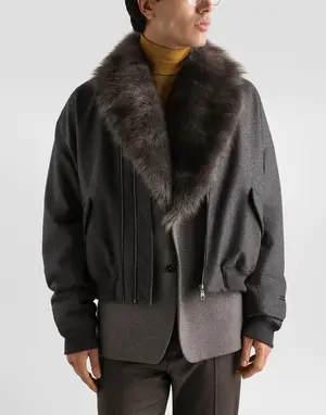 Dolce & Gabbana Padded Wool Flannel Bomber Jacket