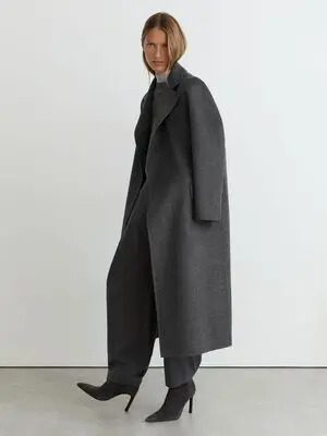 REISS Wool-blend Double-breasted Blind-seam Coat - Dark Grey