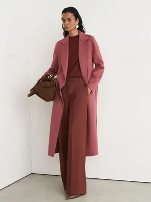 REISS Wool-blend Double-breasted Blind-seam Coat - Pink