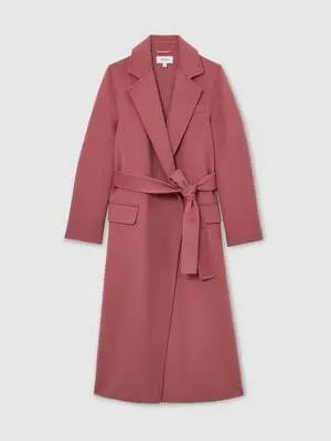 REISS Wool-blend Double-breasted Blind-seam Coat - Pink