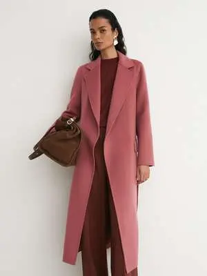 REISS Wool-blend Double-breasted Blind-seam Coat - Pink