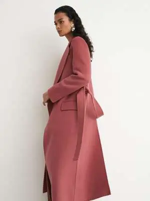 REISS Wool-blend Double-breasted Blind-seam Coat - Pink