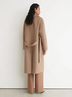 REISS Petite Wool-blend Double-breasted Coat - Brown