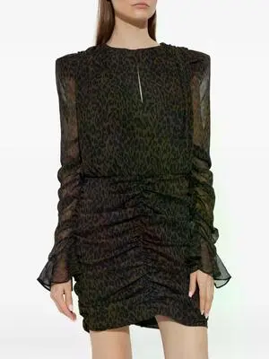 ROTATE BY BIRGER CHRISTENSEN Ruched Flower Mini Dress Dark