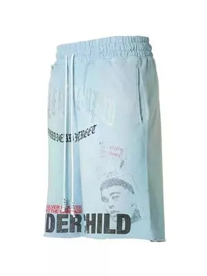 PALY Graphic Print Cotton Shorts - Blue