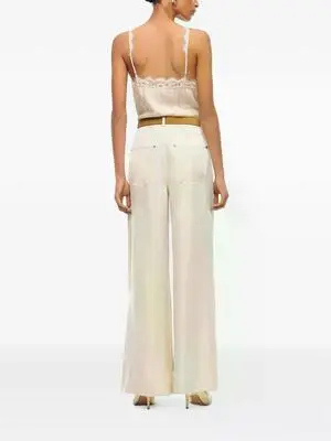 Pinko Palazzo Trousers In Peachskin-feel Twill - Neutrals