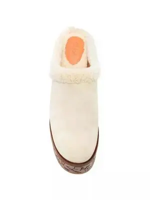 Chloé Maxime Shearling-trim Wedge Mules - Neutrals