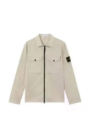 Stone Island 1200010 Stretch Organic Cotton Satin Overshirt - Neutrals