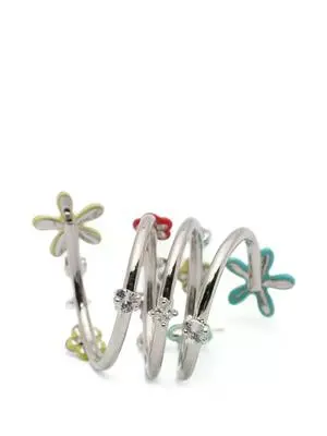 YVMIN Flower-motif Crystal-embellished Spiral Ring