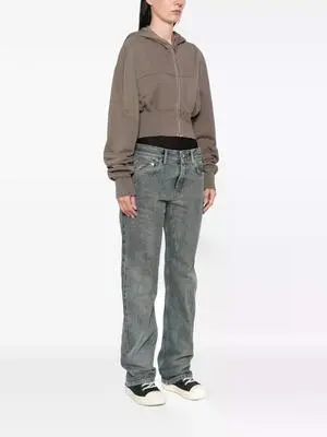 Rick Owens Cropped Zip-up Hoodie - Brown