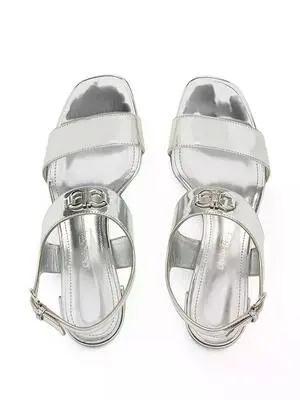 FERRAGAMO Gancini Metallic Leather Sandals