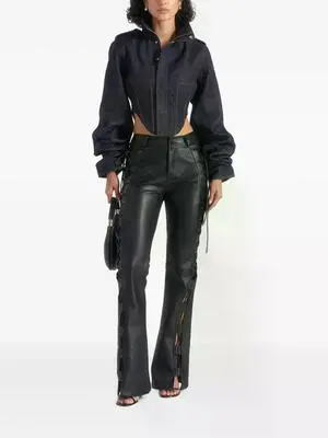 Manière De Voir Solange Denim Tacked Sleeve Corset Jacket