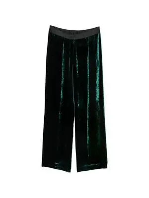 FORTE_FORTE Crushed-velvet Wide-leg Trousers - Green