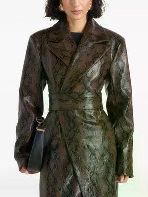 Manière De Voir Python-effect Asymmetric Coat With Cinch Belt