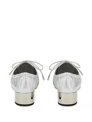 FERRAGAMO Lace-up Metallic-finish Leather Shoes