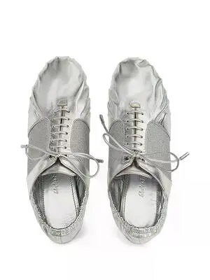 FERRAGAMO Lace-up Metallic-finish Leather Shoes