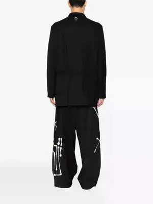 Y3 Notched Lapel Blazer With Embroidered Detail