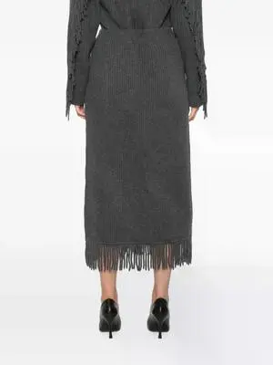 Simkhai Casey Fringe-trim Ribbed Midi Skirt