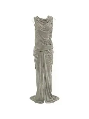 Rick Owens Draped Velvet Maxi Dress - Grey