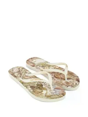 KAT MACONIE Sola Leaf-print Flip-flops - Neutrals