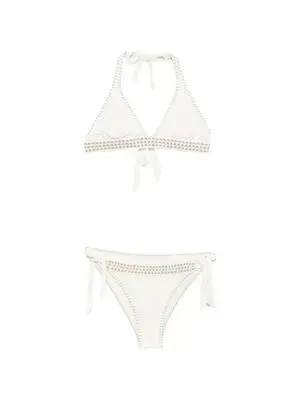 BANANA MOON Crochet-trim Halterneck Bikini - Neutrals