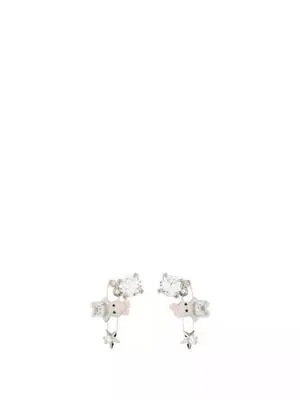 YVMIN Woven Mini Rabbit Safety-pin Earrings - Silver