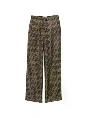 Fendi Ff Logo-print Palazzo Pants - Brown